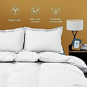 BBANGD Duvet Covers Queen Size Ultra Soft and Breathable Bedding Comforter Cover Set Washed Microfiber 3 Pieces with Zipper Closure Duvet Cover and 2 Pillow Shams(Pure White)