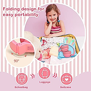 JINSERTA Kids Headphones with Bunny Ear LED Light Up,Noise Cancelling Adjustable Microphone Headset,Wireless Foldable Over-Ear Headphones for Kids Gifts/School/Kids Tablet/Travel (Pink)