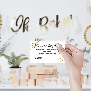 Measure Mommy's Belly Sign, Baby Shower Sign, Measure the Baby Bump How Big is Moms Belly -1 Sign and 50 Guessing Cards(10B)