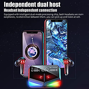 Wireless Gaming Enhanced Inear Earphone, 1200mAh Stereo Sound Microphone Low Latency Earbud Headphone for Mobile Phone Black OneSize