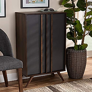 Baxton Studio Shoe Cabinets, Grey/Walnut
