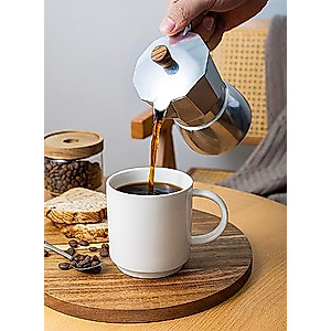 Sweese 616.001 Stackable Coffee Cups - 10 Ounce for Specialty Coffee Drinks, Cappuccino, Cafe Mocha, Latte and tea, Set of 6, White