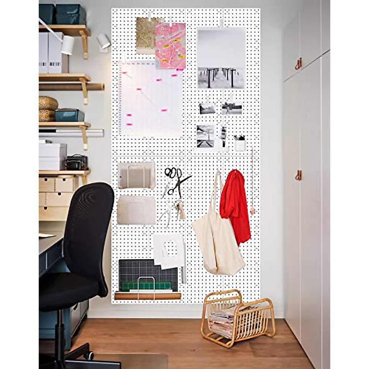 12 Pcs Pegboard, Peg Boards for Walls, Wall Mount Display Pegboard Panel Kits, Small Pegboard for Craft Room, Workshop, Office, Peg Boards for Walls - White Pegboards Panels