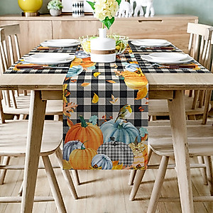 Fall Table Runner 72 Inches Long, Fall Placemats Set of 4, Long Burlap Thanksgiving Day Table Decor Runners, Orange Autumn Pumpkin Halloween Table Runner, Perfect Fall Table Decorations for The Home