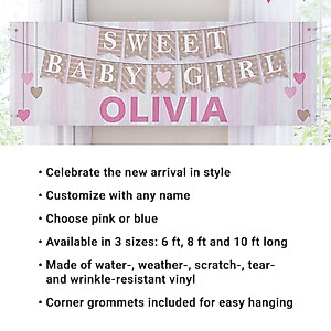 Let's Make Memories Personalized Sweet Baby Banner - Blue Baby Banner - Welcome Baby Banner - Customized Baby Shower Decor - 6 Feet Long