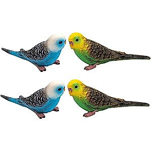 AUEAR, 4 Pack Bird Decorative Figurines, Mini Cute Fake Parrot Bird Parakeet Animal Model Toys Home Decor Garden Cake Decoration