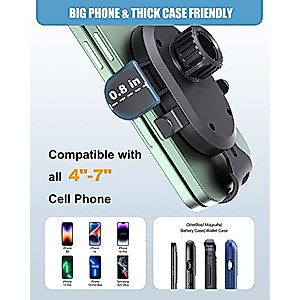 OFY Phone Mount for Car, [Big Rear Mirrors Friendly] Rear View Mirror Phone Holder, 360 Rotatable and Retractable Car Phone Holder for All Mobile Phones & Most Vehicles