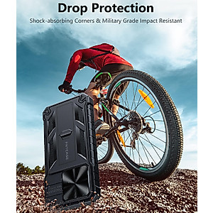 FNTCASE for iPhone 15 Pro Case: Military Grade Drop & Shock Protection Cell Phone Cover with Kickstand & Slide | Rugged Protective Bumper Textured | Heavy Duty Protector(Black)