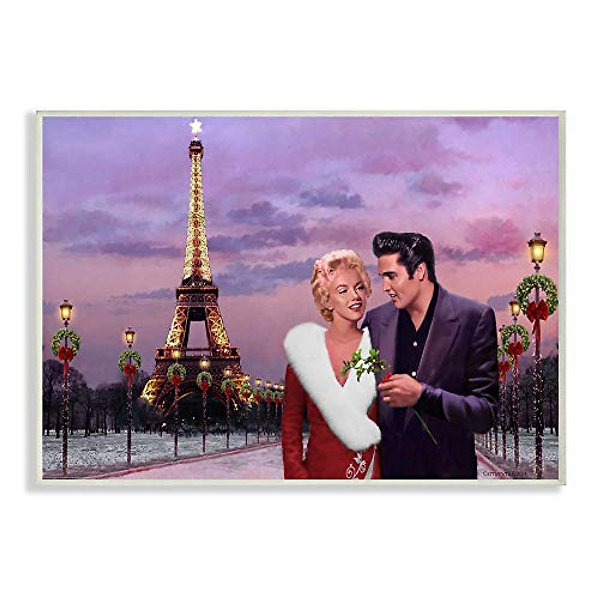 Stupell Industries Paris Christmas Holiday Vintage Hollywood Movie Star Classic Illustration, Design by Artist Jadei Graphics Art, 10 x 0.5 x 15, Wall Plaque