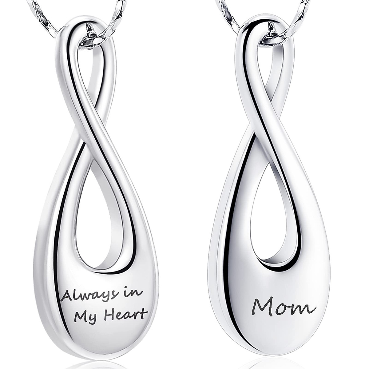 Imrsanl Infinity Cremation Jewelry for Ashes Urn Necklace Pendants for Ashes Holder Memorial Keepsake Cremation Ashes Jewelry for Wome/Men/Pet (Always in My Heart Mom)