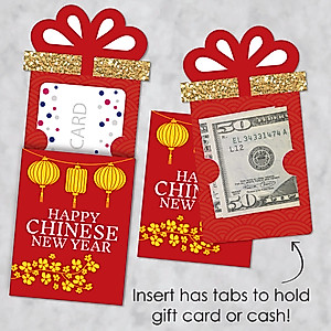 Big Dot of Happiness Chinese New Year - Lunar New Year Money and Gift Card Sleeves - Nifty Gifty Card Holders - Set of 8