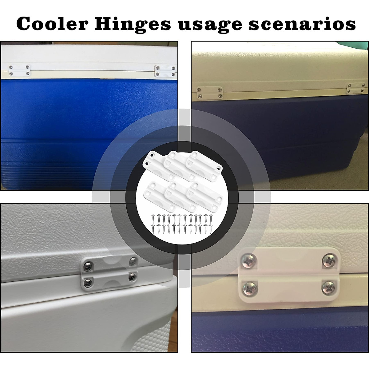 Cooler Replacement Hinges for Igloo Ice Chest, Cooler Replacement Hinges Parts, High Toughness Cooler Hinges Parts, for Igloo Cooler Replacement Parts. Cooler Replacement Hinges and Screws, Set of 3.