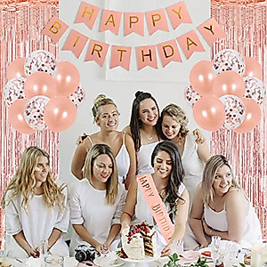 29th Birthday Decorations for Women Rose Gold - Last Year In My 20s Banner, Cheers to 29 Years Old Birthday Decor with Champagne Goblet Balloon, Number 29 Foil Balloons, Happy Birthday Sash