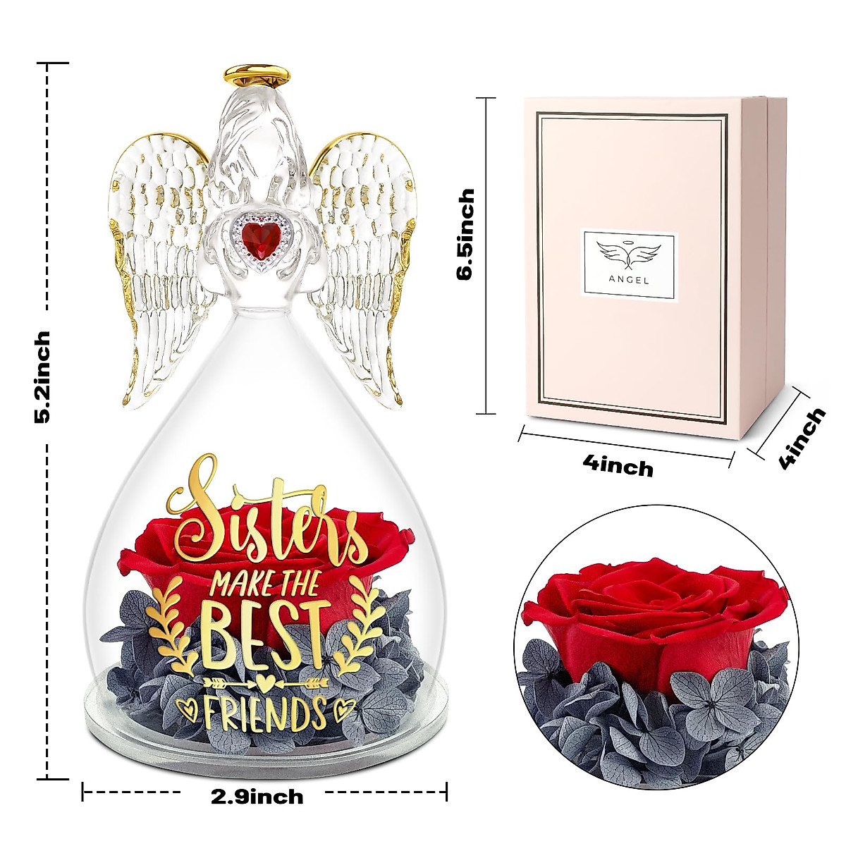 Sunia Preserved Flowers Gifts for Grandma - Delicate Grandma Birthday Gifts from Grandkids for Grandma Grandmother, Ideas (Sisters)