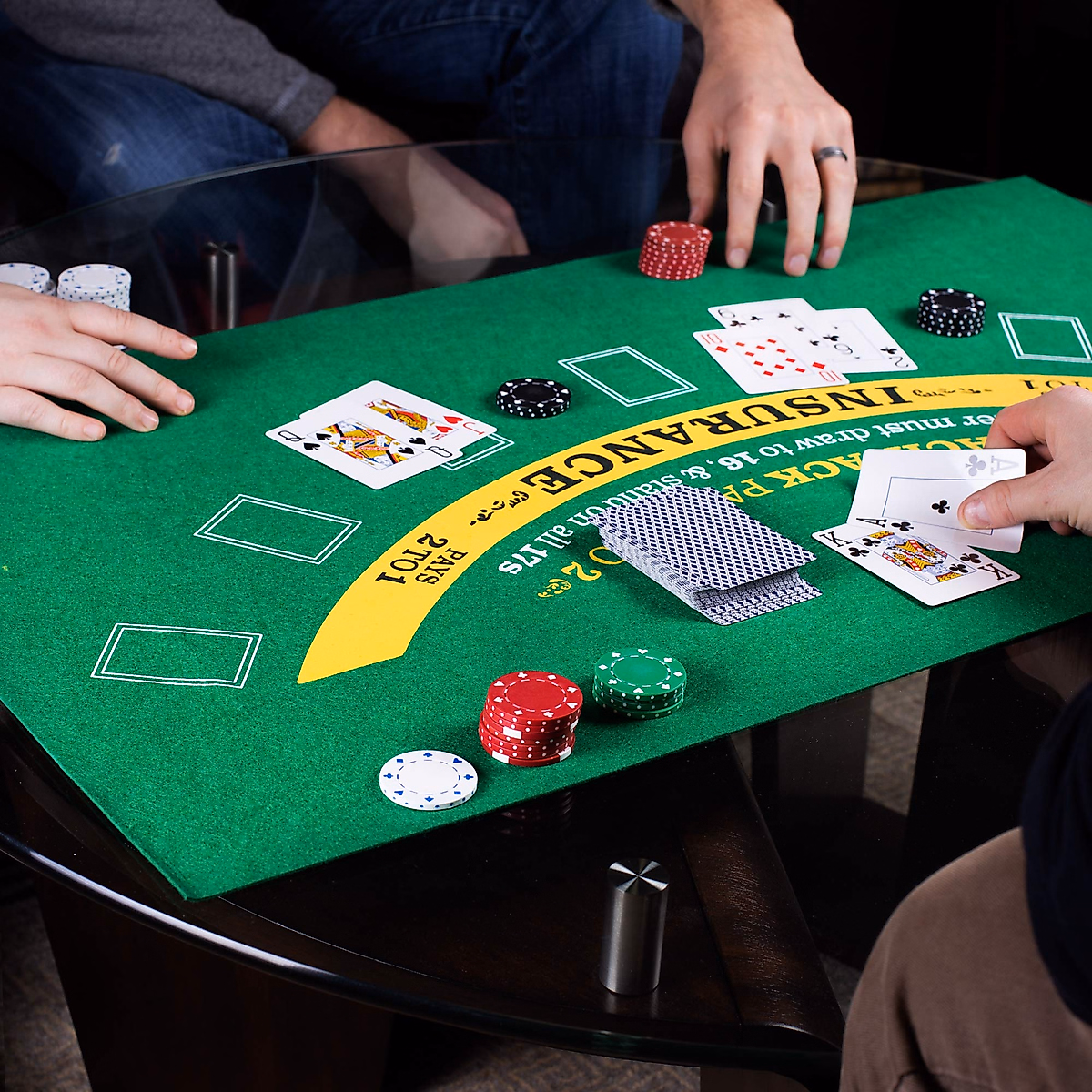 Double-Sided Poker Table & Blackjack Casino Mini Felt | Convenient, Space-Saving 36" x 18" Roll-up Casino Gambling Tabletop Mat | Smooth 2mm for Coffee Table Texas Hold 'Em & Blackjack Card Games