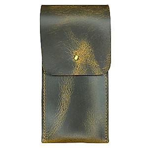 RUSTIC TOWN Leather Pen Case - Handmade Full-Grain Leather Pen Pencil Holder - Minimalist Pen Protective Sleeve Cover - Elegant & Practical Leather Pencil Pouch for Work & Office