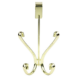 Home Basics Over The Door Double Hook (Gold)