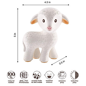 CaaOcho Pure Natural Rubber Teething Baby Toy - Mia The Lamb Teether for Babies, BPA Free Baby Toy, All Natural Teething Toys for Babies 0-6, Safe and Fun Molar Teether Toy
