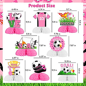 Soccer Birthday Party Decorations for Girls - 8pcs Soccer Honeycomb Centerpiece, Pink Soccer Birthday Party Table Decorations for Football Sports Themed Birthday Baby Shower Party Supplies