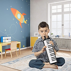 EASTROCK 32 Key Melodica Instrument Air Piano Keyboard Soprano Melodica with 2 Mouthpieces Tube Sets, Carrying Bag for Kids Beginners Adults Gift, Black