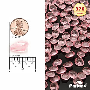 PMLAND 370 PCs 16mm Clear Acrylic Stones Table Scattering Wedding Bridal Baby Shower Party Decorations Vase Fillers, Cute Irregular Rocks Almond Shape - Soft Pink