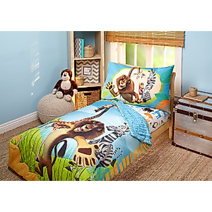 Disney DreamWorks Animation Madagascar Behold My Mane 4 Piece Toddler Bedding Set, Toddler, 1 Count (Pack of 1)