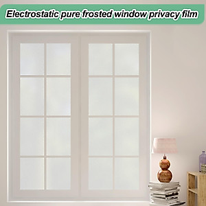 vivinin Frosted Glass Window Film,17.3x118.1 Inches Privacy Film Anti Uv, Frosted Window Privacy Film Non Adhesive, Window Film Privacy for Bathroom Home and Office