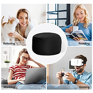 SEASXOLTE Bean Bag Chair 3Ft, Memory Foam Filled, Removable Velvet Cover, Bean Bag Chairs for Adults and Teens, Round Sofa Chair for Living Room, Bedroom and Gaming Room, Black