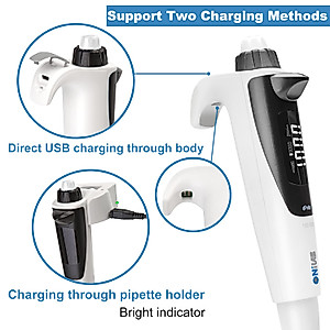 Electric Single Channel Pipette Laboratory Micropipette Adjustable Volume Pipettors 100-1000μL…