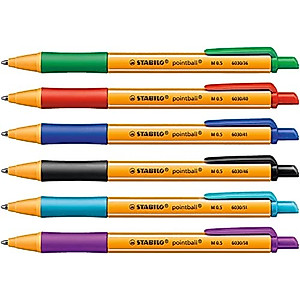 Ballpoint - STABILO pointball - Wallet of 6 - Assorted colors