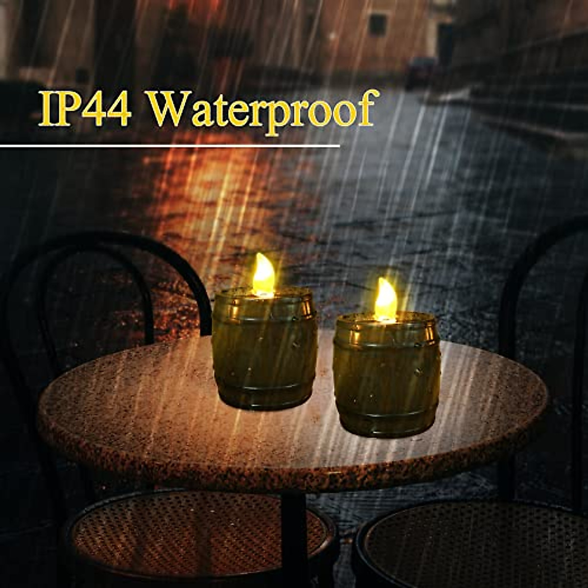 Solar Candles Outdoor Waterproof, Punasi 6pcs Dusk to Dawn Rechargeable Solar Tea Lights Votive Candle with for Outdoor Lantern Garden Home Decor, 2.17" x H 3.15"