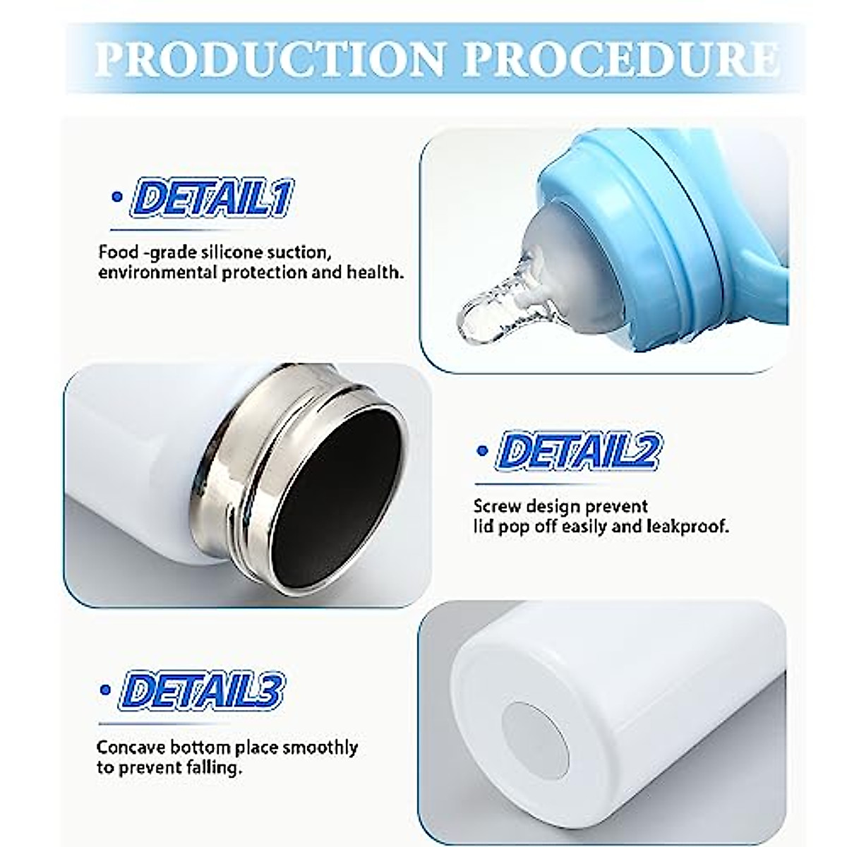 TrelaCo 4 Pcs 8 oz/ 240 ml Baby Bottle Stainless Steel with Pink and Blue Handle Sublimation Blank Kids Stainless Steel Tumblers Anti Drop Baby Bottle Stainless Steel Toddler Water Insulated Cups