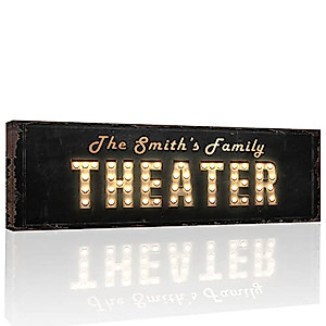 TAILORED CANVASES Theater Wall Decor - Personalized Movie Cinema Art Print Canvas for Studio Room Accessories, Home Media Room, Entertainment Hall, Living Room, Lounge Area - Theater in Rustic Design