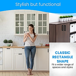 PARTILIA Matte Black Cabinet Pulls for Kitchen and Bathroom Drawers, Doors, Pantry, and Cupboards, 10 Pack, 5 Inch Hole-to-Hole Stainless Steel Handles, Modern Farmhouse Hardware