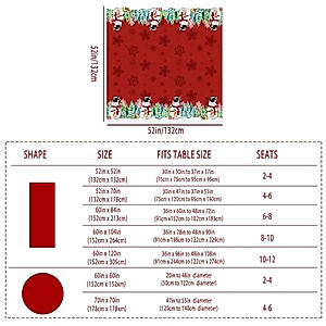 ARIDUR Square Christmas Tablecloth 52x52 Inch with Snowman and Snowflake Patterns,Red Jacquard Damask Fabric Table Cloth for Holiday Decoration and Winter