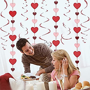 10PCS Valentine’s Day Party Decoration Set, Valentines Day Garland, Foil Hanging Swirl Decorations, Heart Garland Banner for Valentine's Decorations (Rose Gold)