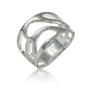 Hoops & Loops Sterling Silver Filigree Freeform Band Ring, Size 7