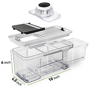 PrepNaturals Adjustable Mandoline Slicer with Spiralizer Vegetable Slicer - Black Veggie Slicer Mandoline Food Slicer with Julienne Grater - V Slicer