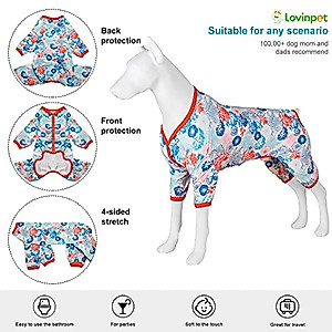 LovinPet Pajamas Outfit, Undershirt for Dog Coats, Lightweight Soft Fabric, Coral Trees and Shells Print, UV Protection Shirt, Easy to Wear Adorable Dog Clothes,Blue XXL