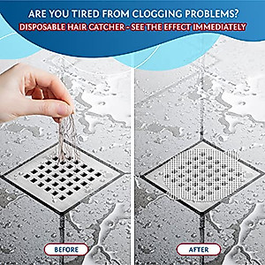 Disposable Drain Hair Catcher Stickers for Shower, White Mesh Stickers 4.3'', 25 PCS, Sticky Covers, Shower Drain Protector, Anti-Blockage