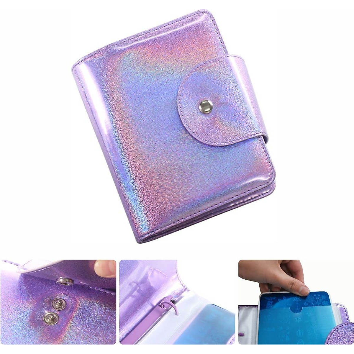 VNC 20 Slots Nail Art Stamp Plate Holder Stamping Plates Storage Bag Cases Rainbow Replaceable XL Plates Big Size 9.5x14.5CM Organizers (A-Purple)