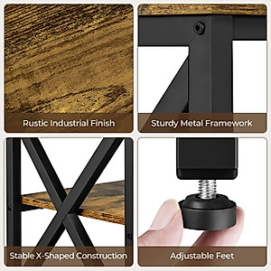 Yaheetech TV Stand for 65 Inch TV, Wood Entertainment Center for Living Room, 3 Tiers TV Media Console Table for Bedroom, Rustic Brown