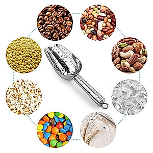 Metal Ice Scoop 2.4 Ounces, Popcorn Scoop, Dog Food Scoop, Small Stainless Steel Ice scooper for Ice Maker Ice Bucket Kitchen Freezer Bar Party Wedding, Heavy Duty, Dishwasher Safe (1Pack, Silver)