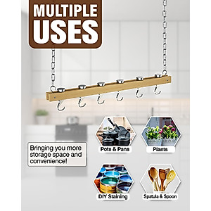 Cooks Standard NC-00269 Standard, Single Bar, 36-Inch Ceiling Mounted Wooden Pot Rack, Brown