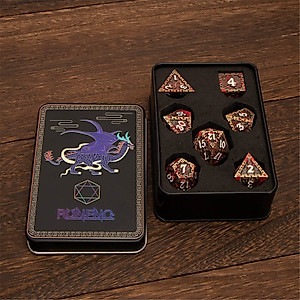 Metal DND Dice Set, RUNFNG D&D Dice Set with Box, Metal Polyhedral Dice Set for Dungeons and Dragons RPG Role Playing Games - D20 D12 D10 D8 D6 D4 D&D Dice Set