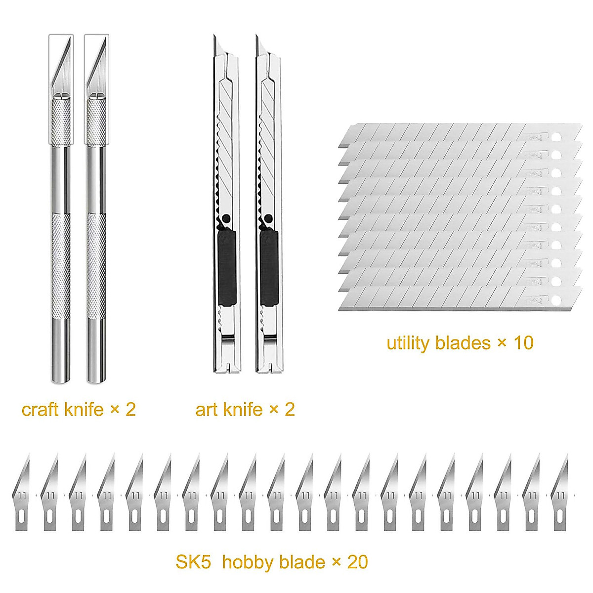 34 Pack Craft Knife, Utility Knife Box Cutters with 30 PCS Spare Exacto Knife Blades Kit for Office, Home, Paper Knife, Arts Crafts, Scrapbooking, Hobby