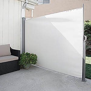 Barton 96078-1 Retractable 9.8ft Rugged Side Awning Patio Sunshine Privacy Divider Wind Screen Longer Service Life, Suitable for Courtyard, Roof Terraces and Pools, Gray