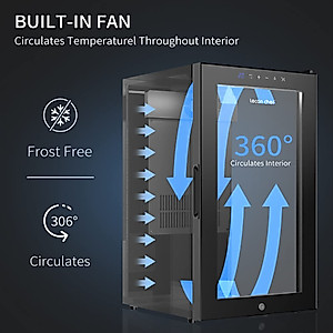 Leconchef 24 Bottle Wine Cooler/Cabinet Beverage Refrigerator,Mini Wine Fridge Beer Soda Clear Glass Door Counter Top Bar Fridge, Quiet Operation Compressor Adjust Temperature Freestanding