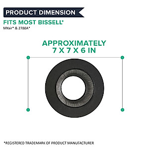 Think Crucial 3-in-1 HEPA Style Air Purifier Filter Compatible with Bissell MYair Personal Air Purifier 2780A, replacement for Part 2801 (2 PACK)