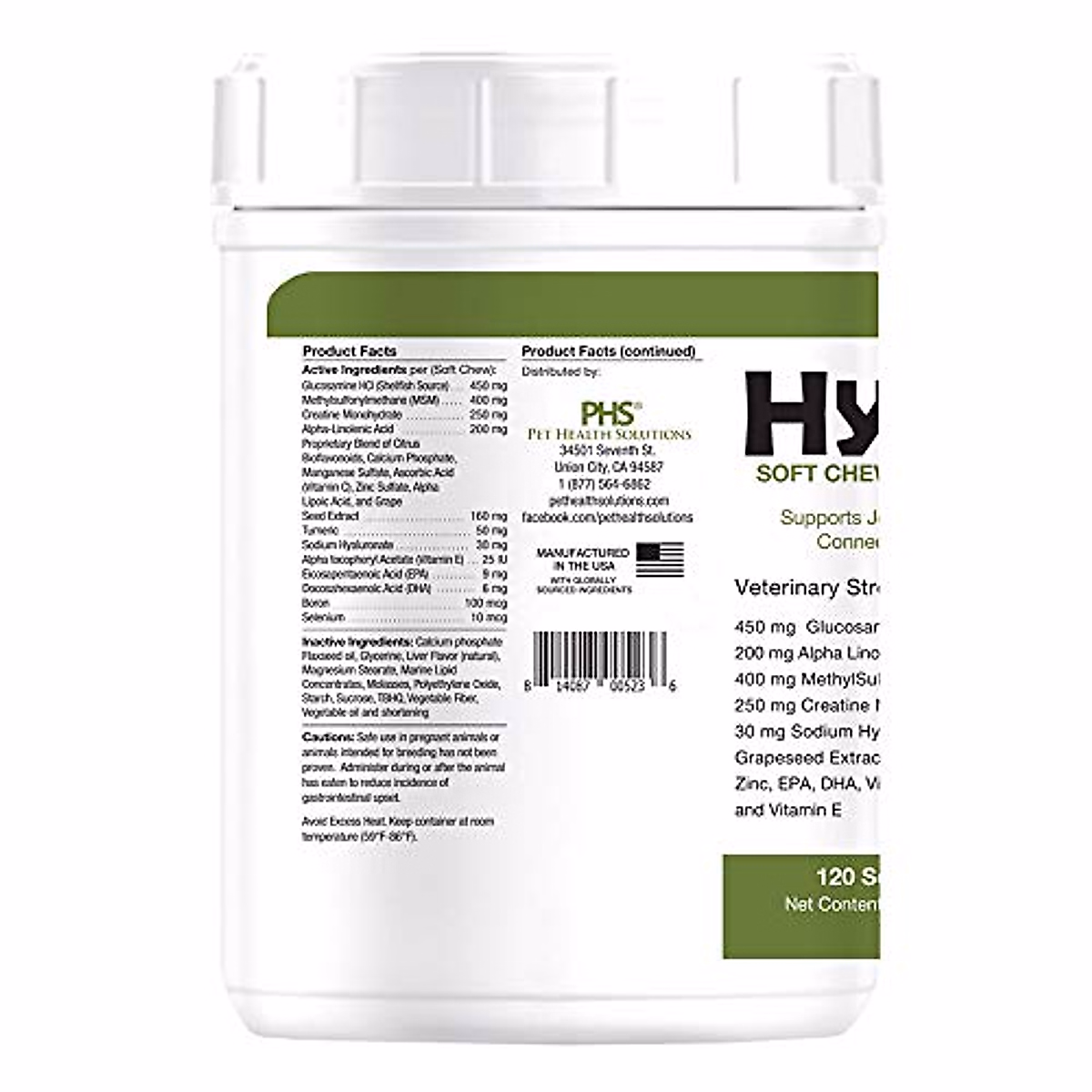 Pet Health Solutions Hylox Soft Chews for Dogs - Supports Joints & Cushions Connective Tissues - Glucosamine - Alpha Linolenic Acid - Creatine -120 Soft Chews